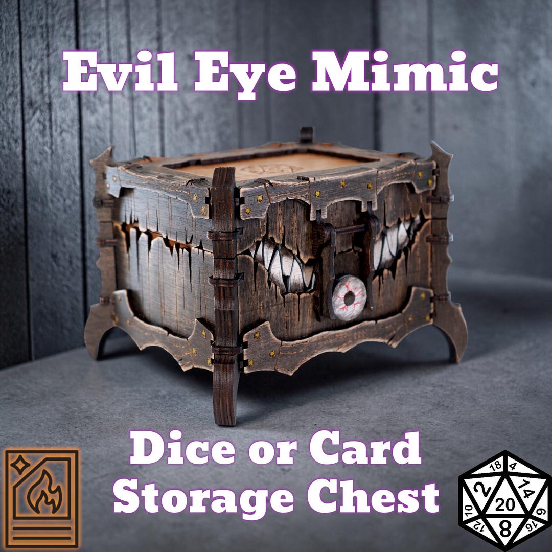 Large Evil Eye Mimic Chest, Dice or Card Storage - Dungeons and Dragons ...