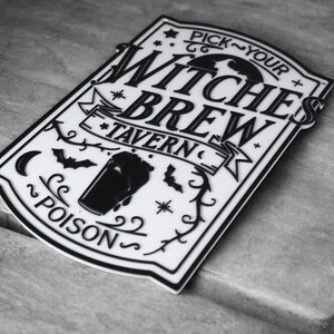 Witches Brew Tavern Sign: 3D Printed Halloween Wall Decor - Etsy
