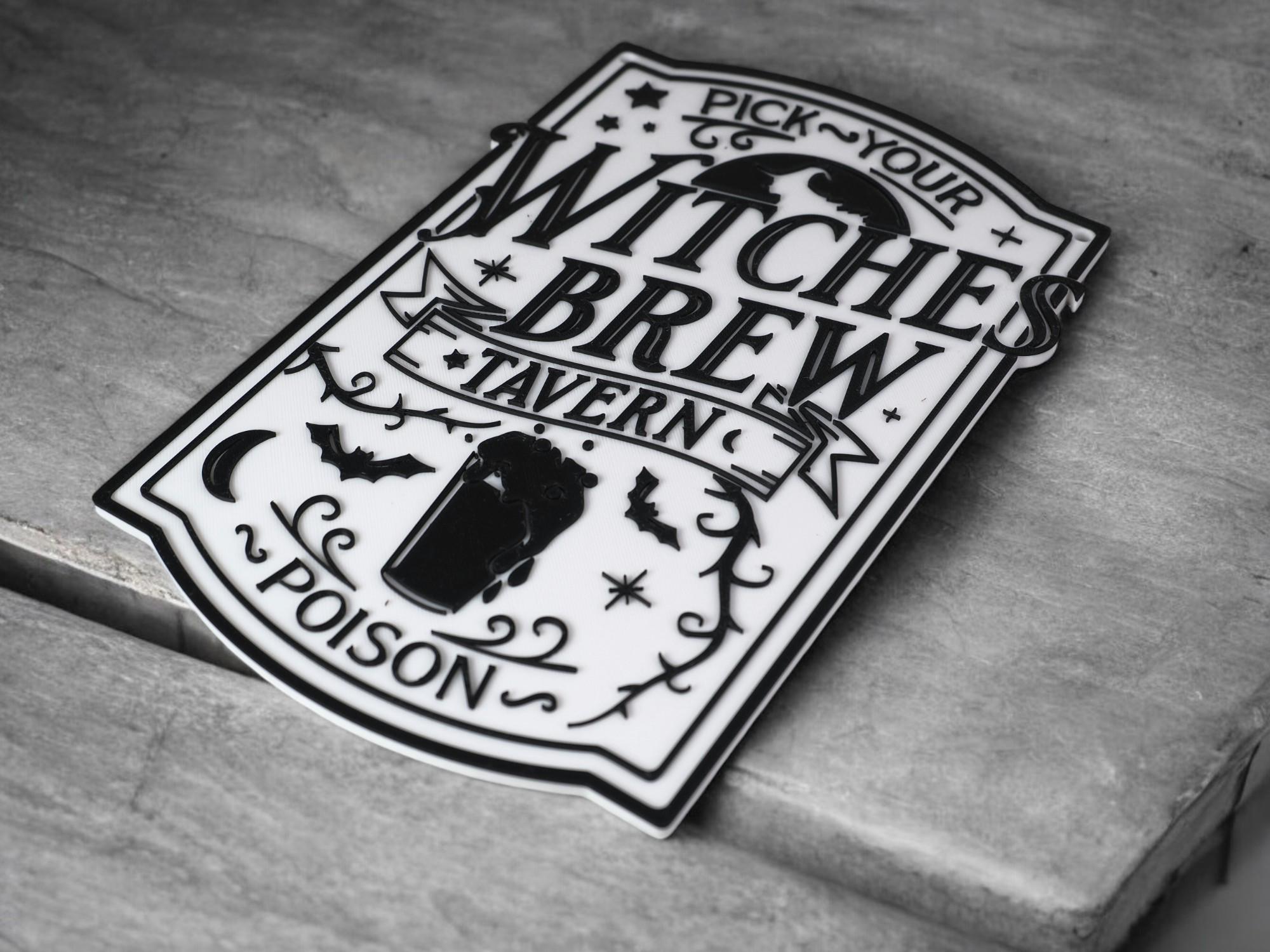 Witches Brew Tavern Sign: 3D Printed Halloween Wall Decor - Etsy