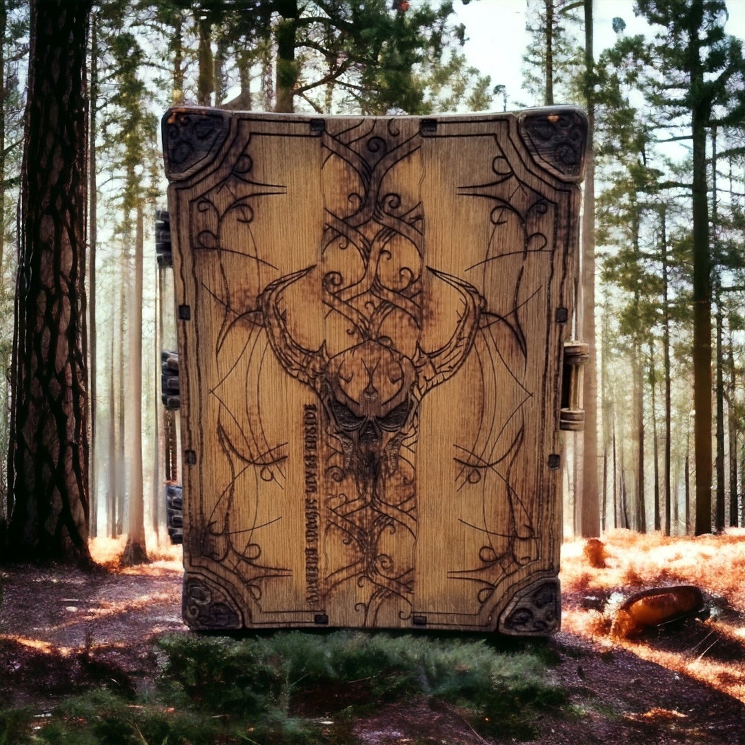 Handmade Wooden Demon Book Dice and Card Box - Mystical Storage With ...