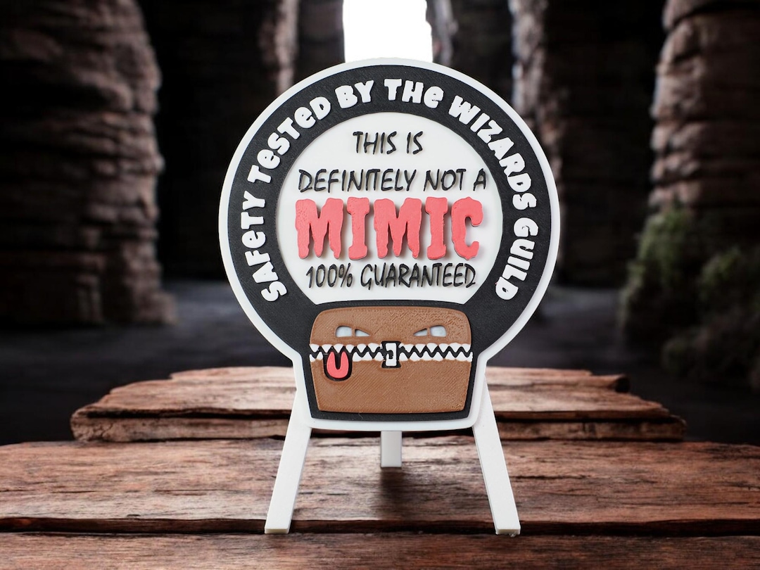 A "definitely Not a Mimic" DND Table Sign- Dungeons and Dragons Decor ...