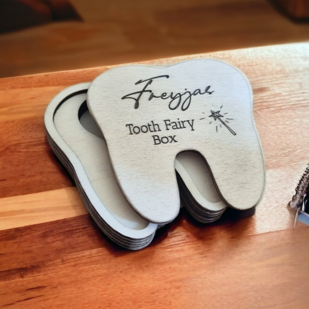 Tooth Fairy Wooden Box, Tooth-shaped Storage, Kids Tooth Holder, Tooth ...