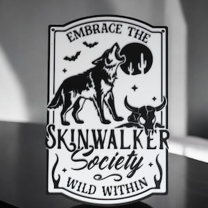 Wall Sign Skinwalker Society, Spooky Sign, Plaque - Halloween Wall ...