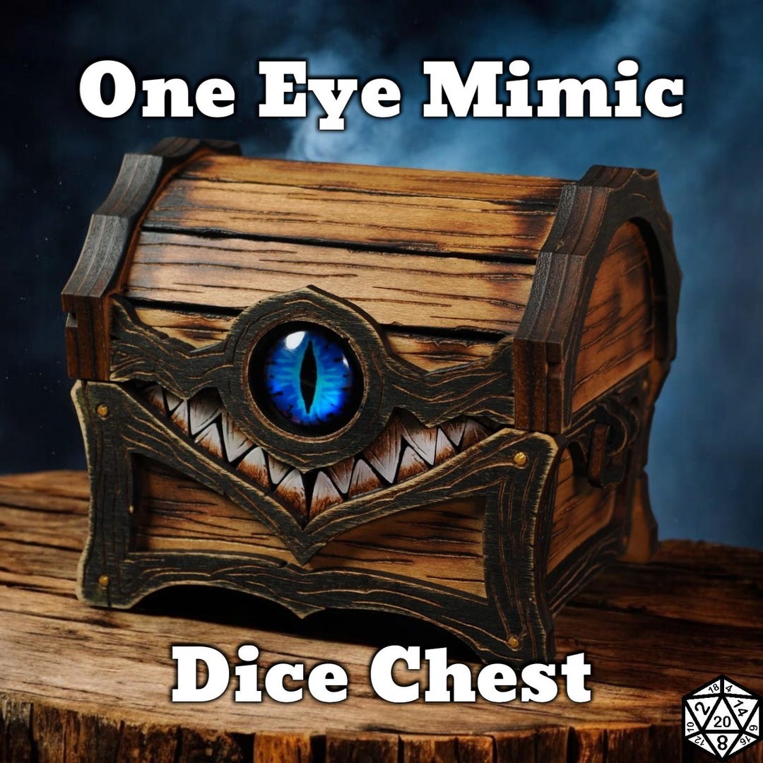 Handcrafted One Eye Mimic Dice Box – D&D Treasure Chest With Velvet ...