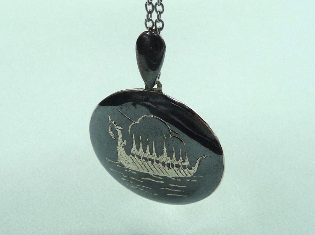 Siam. Silver Pendant (niello Technique). Vintage (circa 1930). - Etsy