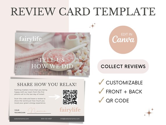 Review Request Card Template Canva Business Card Template - Etsy Canada