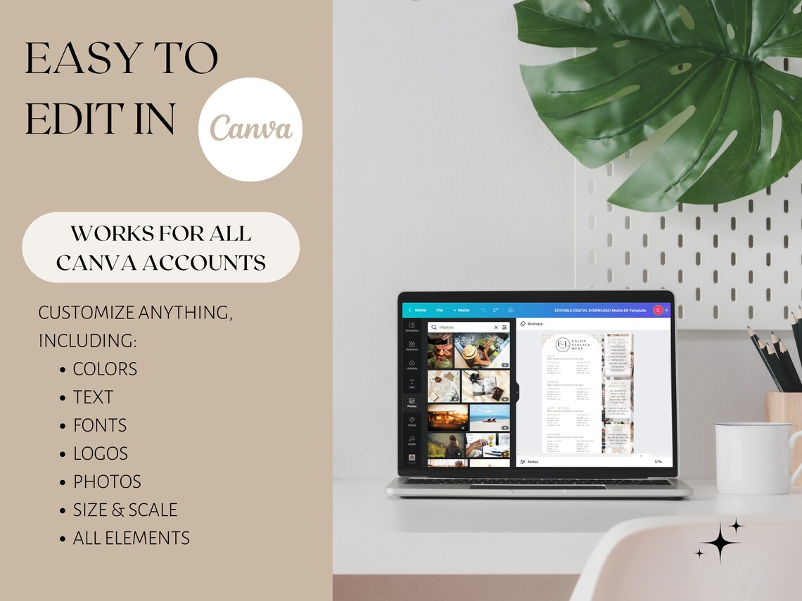 Salon Menu Template Canva | Spa Menu | DIY Editable Price List | Small ...