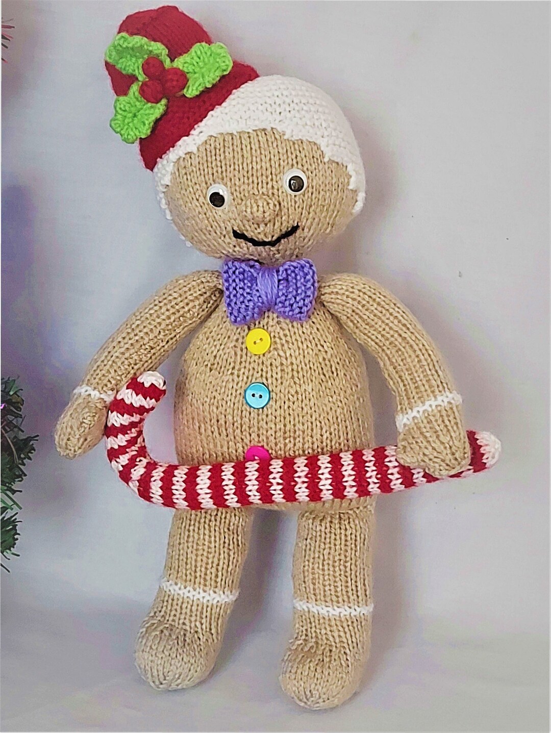 PDF Knitting Pattern Gingerbread Man Christmas Toy Ornament Candy Cane ...