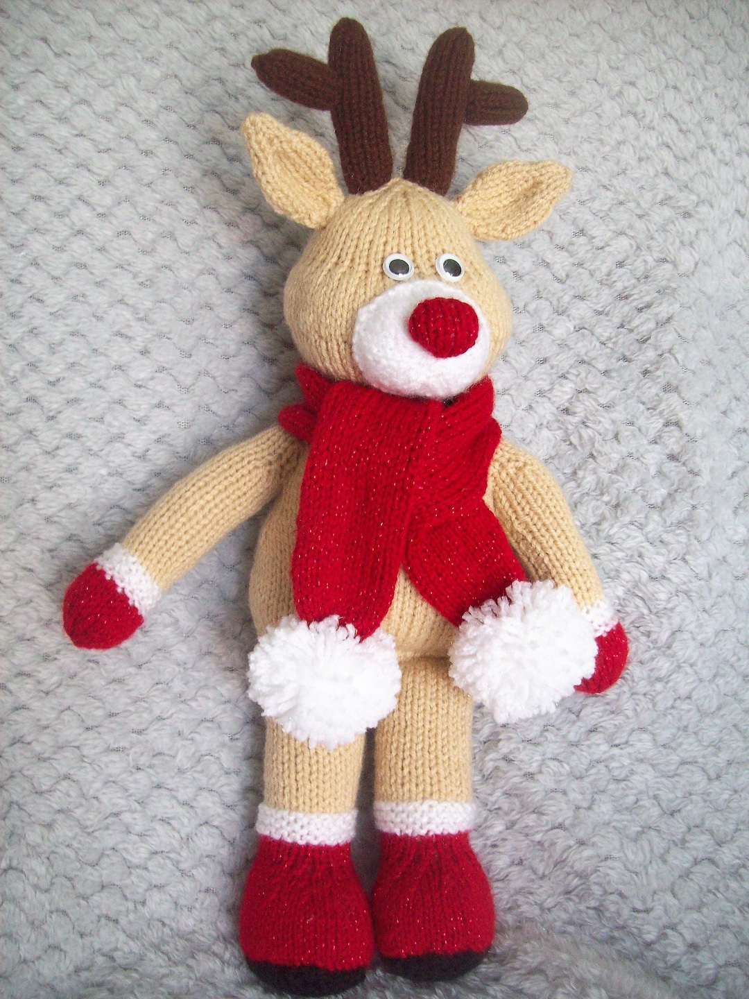 PDF Knitting Pattern Rudolph the Red Nose Reindeer Toy Christmas ...