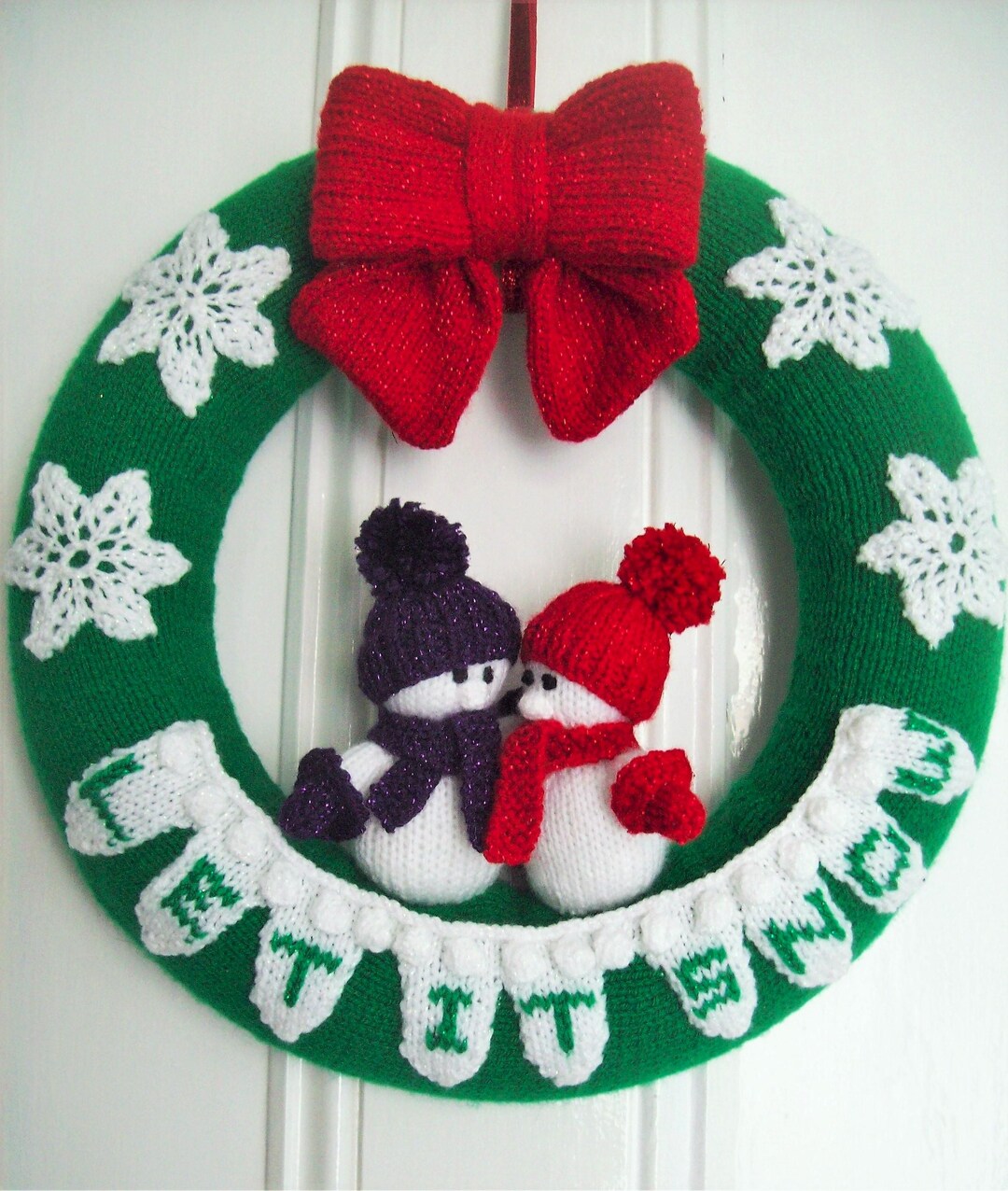 PDF Knitting Pattern Christmas Wreath Snowman Toy Decoration Snowflake ...