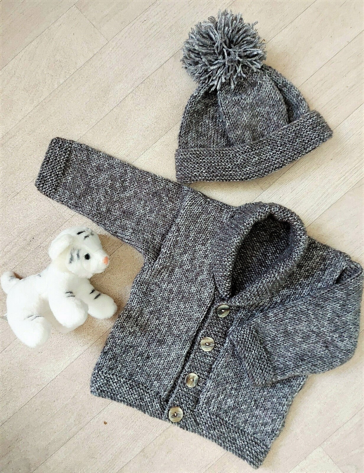 Baby Boys Easy Shawl Collar Jacket Cardigan Hat PDF Knitting Pattern DK ...