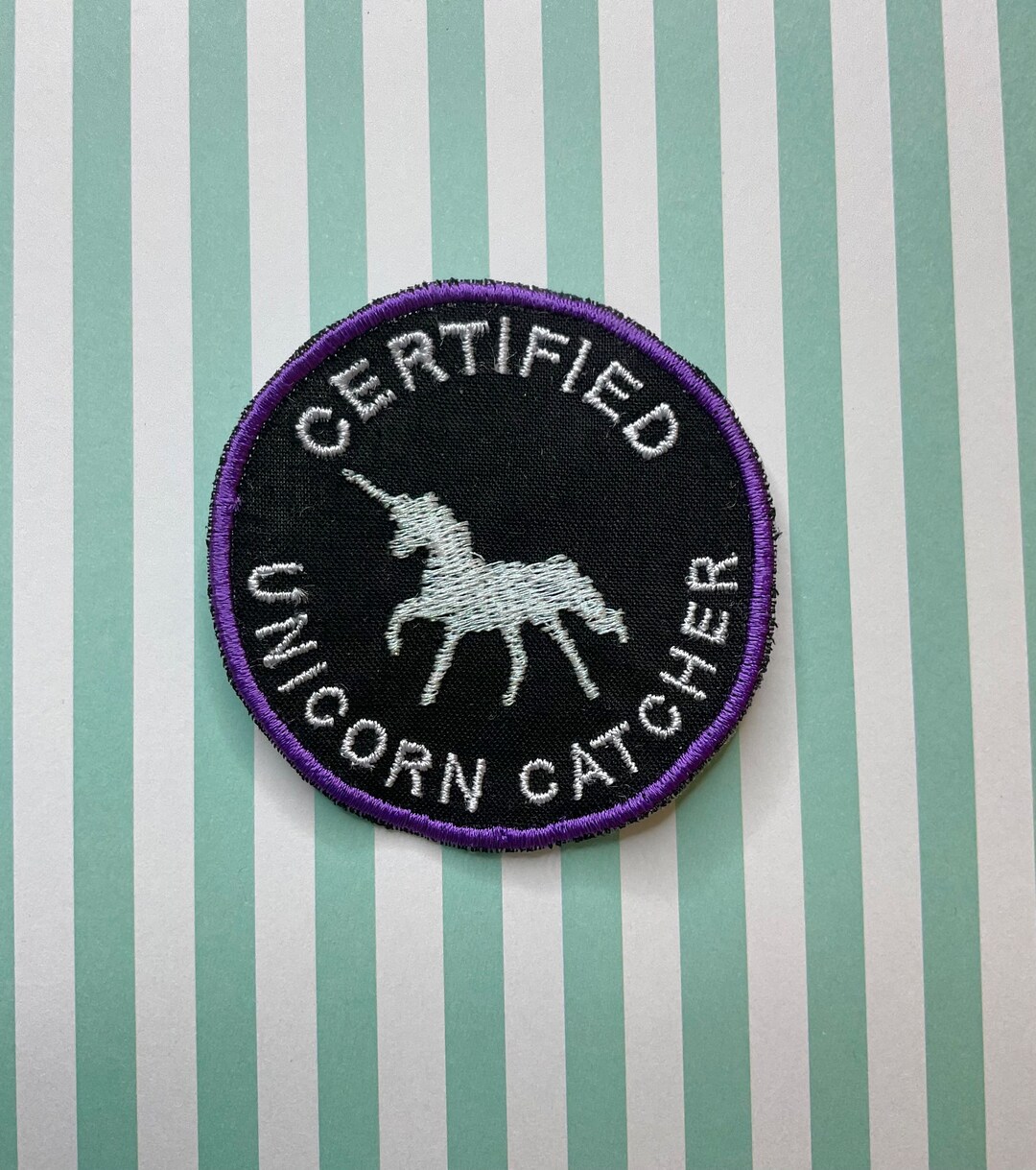Embroidered Cryptid Iron On/sew on Patch: Certified Unicorn Catcher. - Etsy