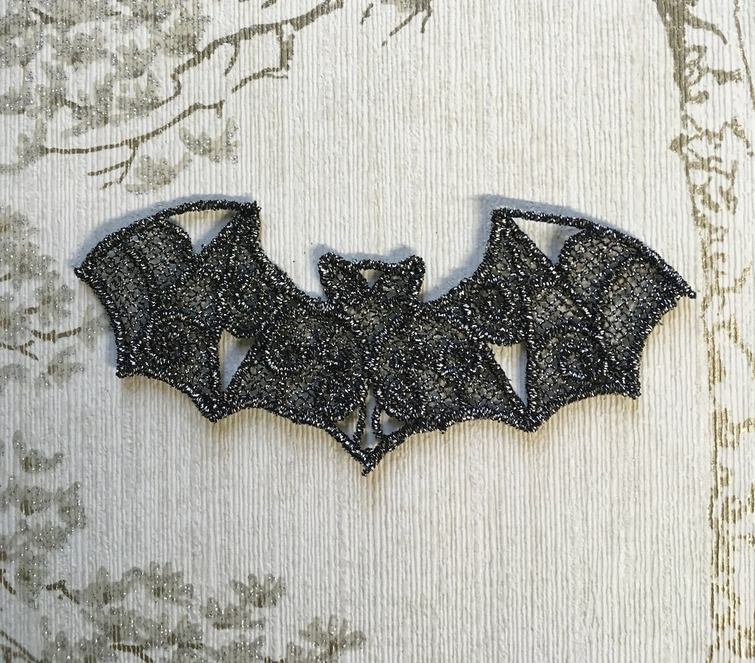 Itty Bitty Bat Metallic Black and Sliver Lacework Hair Grip. - Etsy