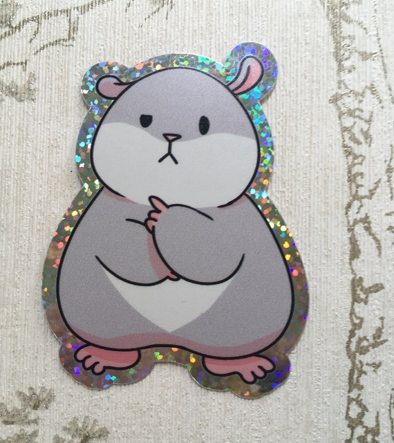 Tam the Tiny Hamster Thinking Face Holographic Sticker - Etsy