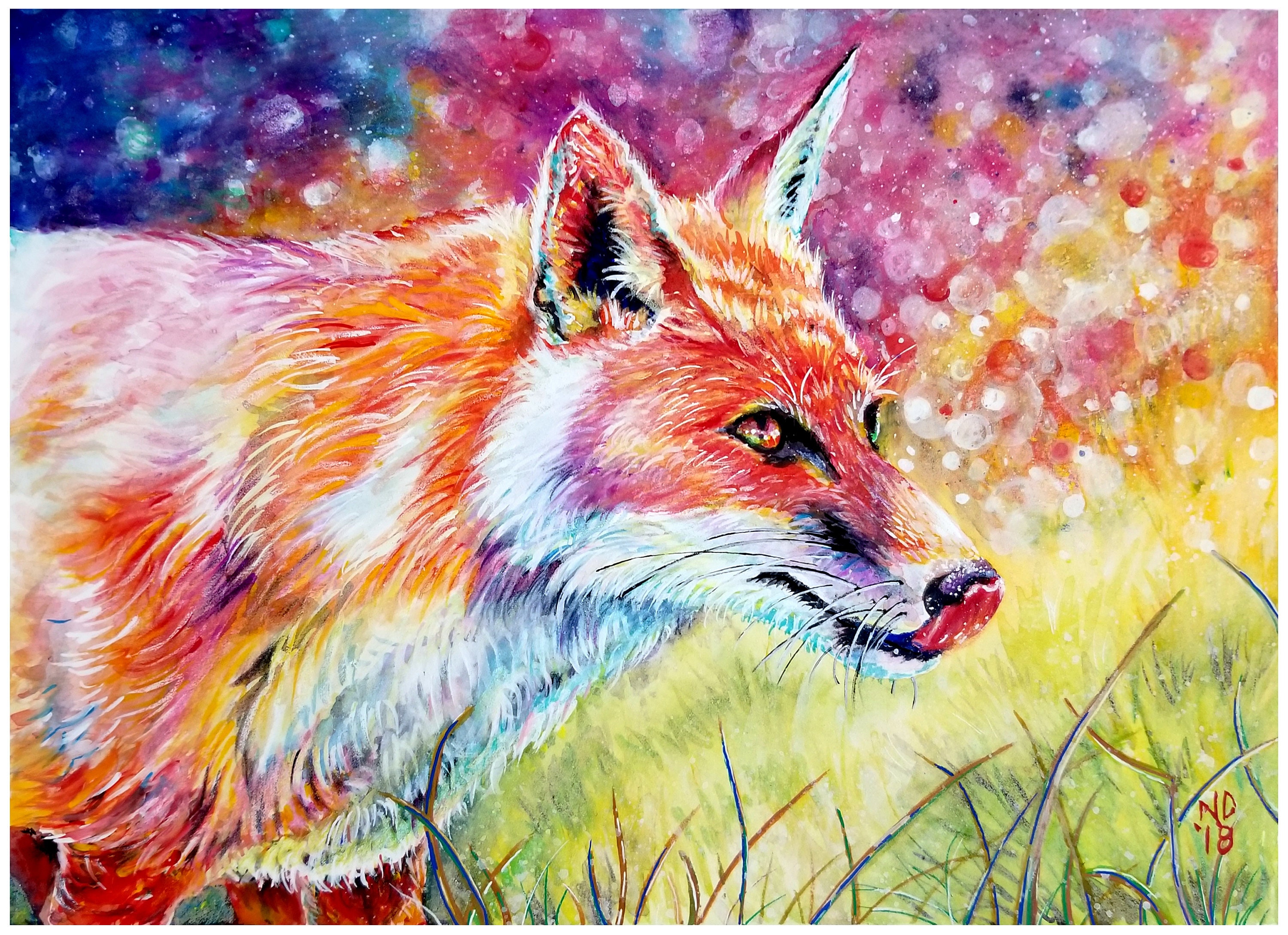 Rainbow Fox Original Artwork - *donation Made With Purchase!* - Etsy