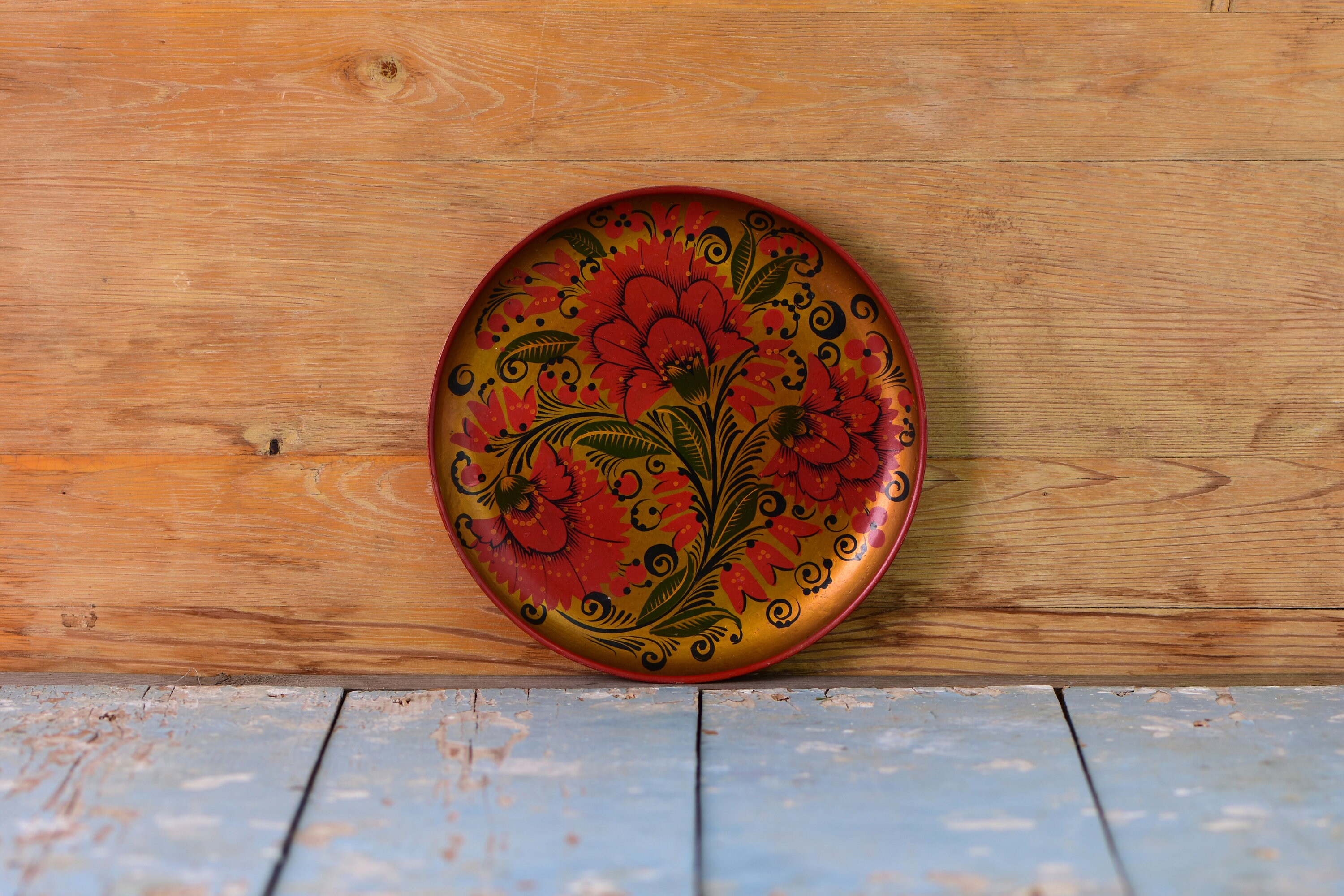 Vintage Hand Painted Plate Wooden Storage Kitchen Decor | Etsy