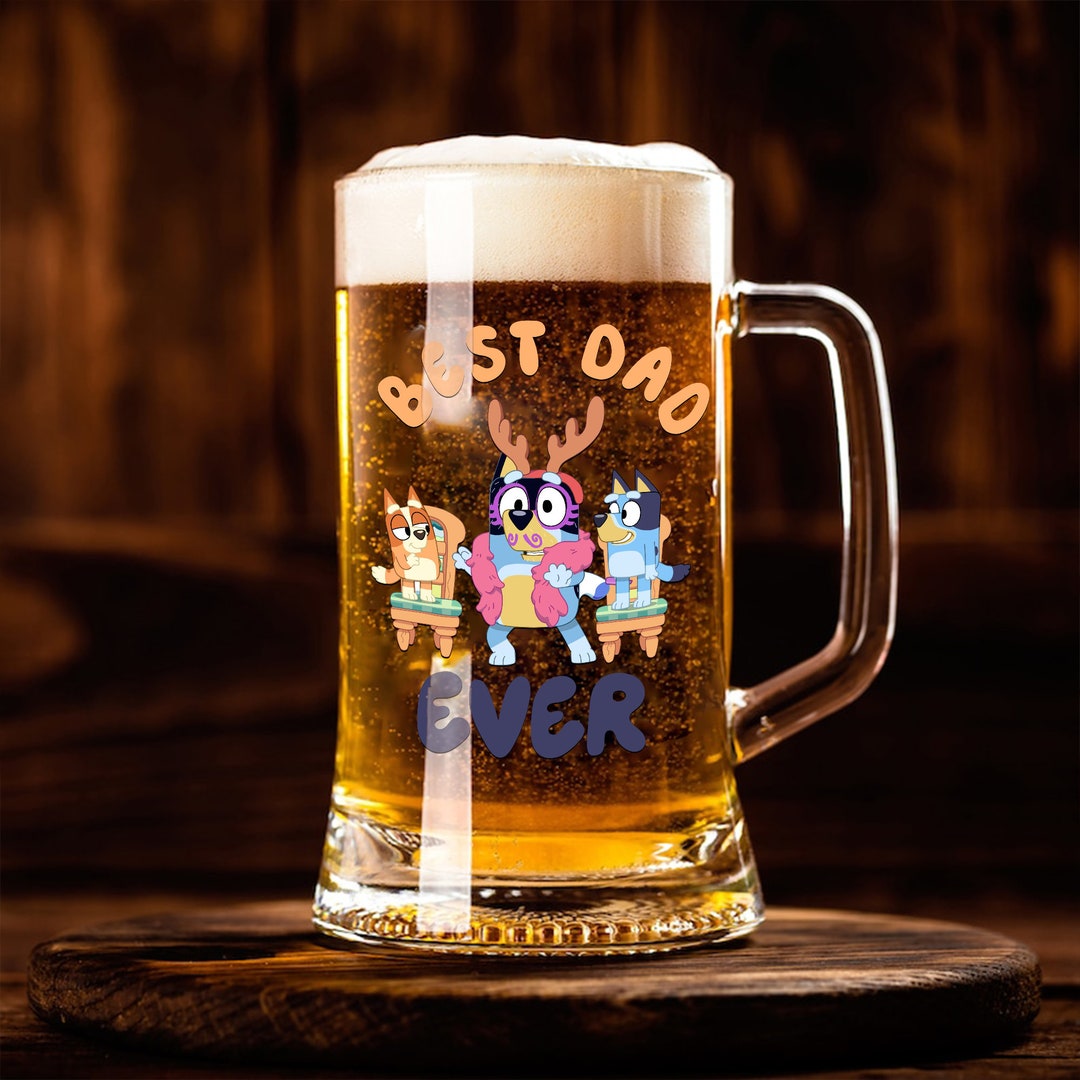 Custom Bluey Best Dad Ever Pint Glass, Father's Day Gift, Personalised ...