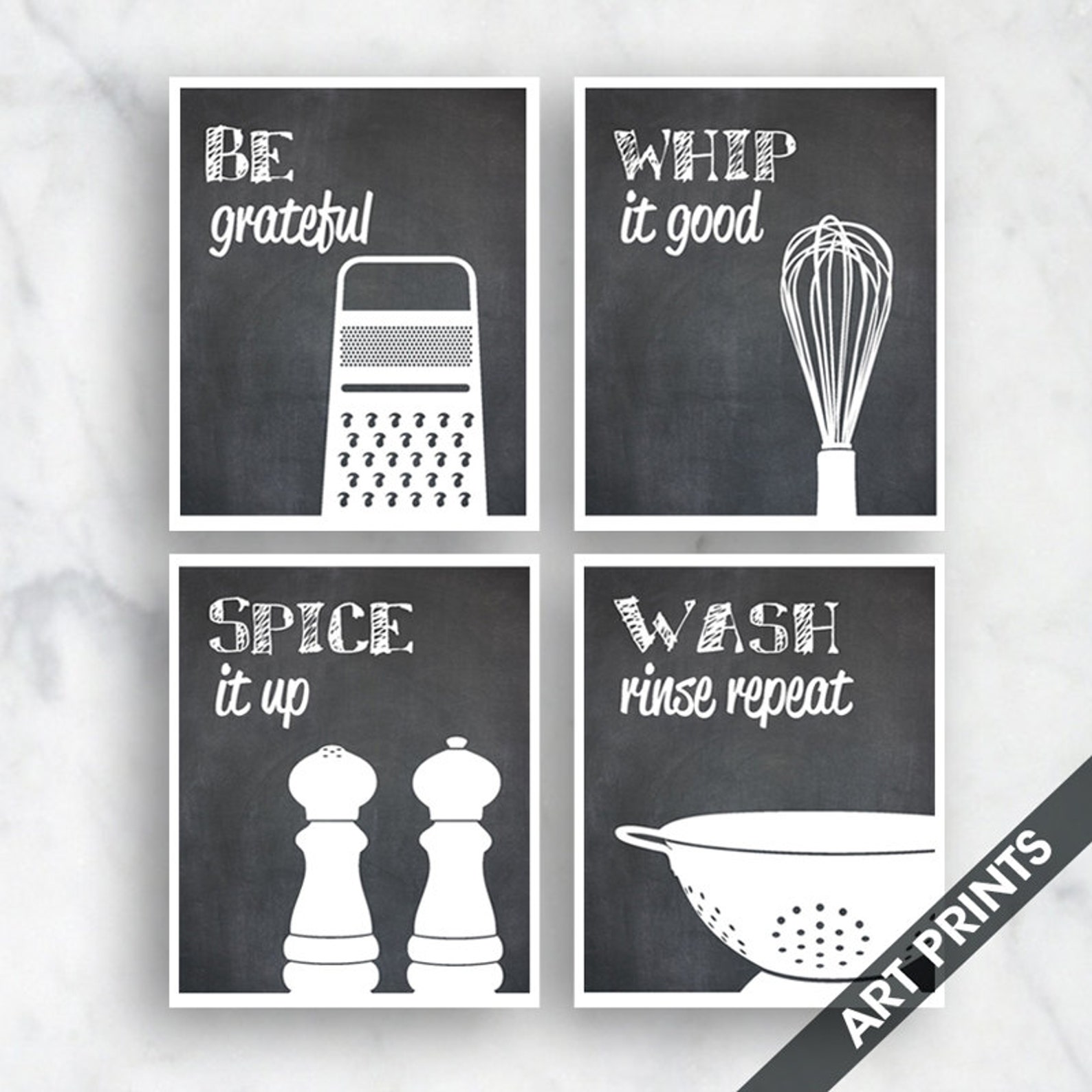 Funny Kitchen Art Print Set grater Whisk Salt Pepper - Etsy