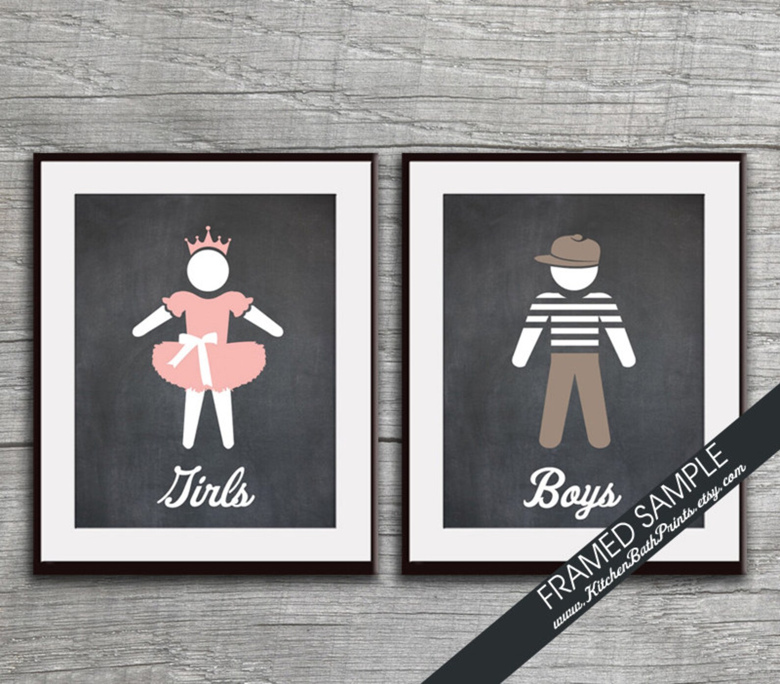 Boys and Girls Bathroom Sign Prints Set of 2 Art Prints - Etsy