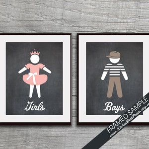 Boys and Girls Bathroom Sign Prints - Set of 2 - Art Prints (featured ...