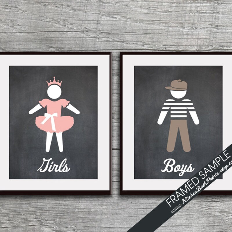 Boys and Girls Bathroom Signs - Etsy