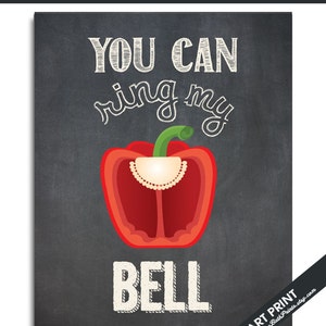 You Can Ring My Bell bell Pepper Art Print funny Kitchen Song Series ...