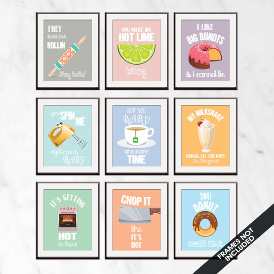Funny Kitchen Song Series Set of 9 Art Unframed Prints - Etsy