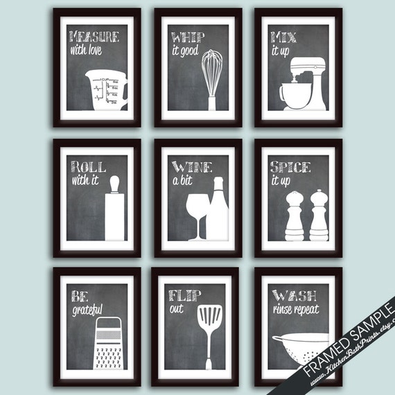 Funny Kitchen Art Print Set set of 9 Art Prints featured | Etsy
