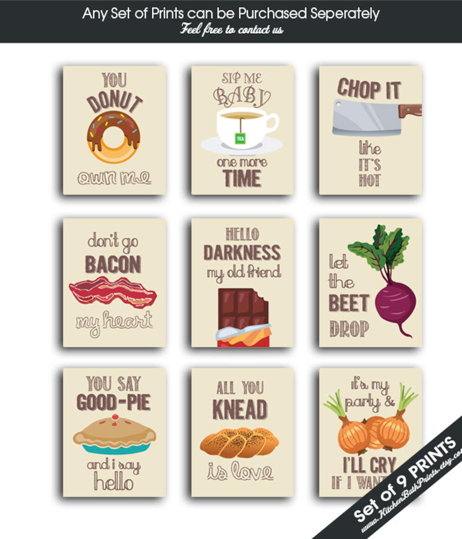 Funny Kitchen Sign Music Lyric Print Set of 9 Wall Art Prints - Etsy