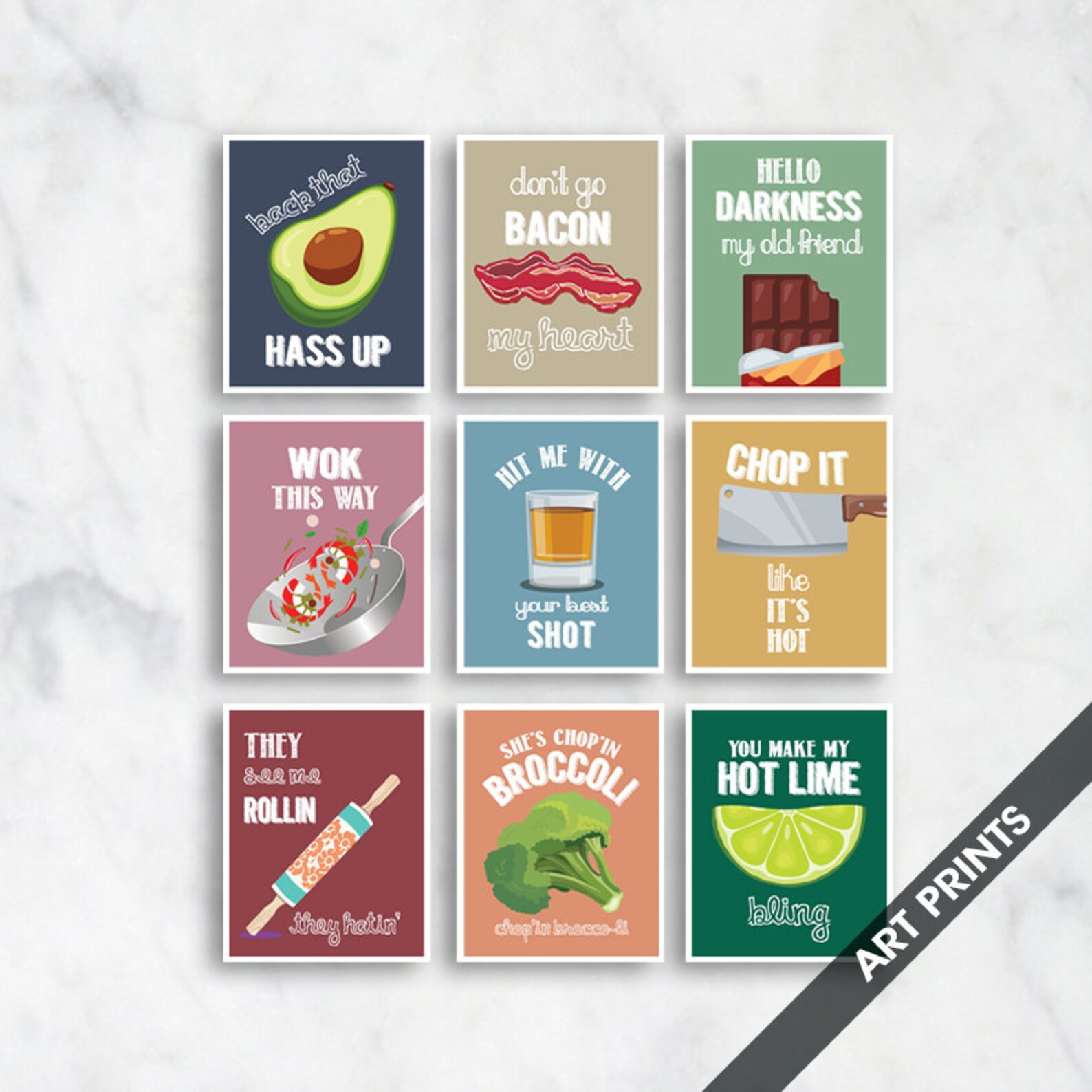 Funny Kitchen Song Series Set of 9 Art Unframed Prints - Etsy