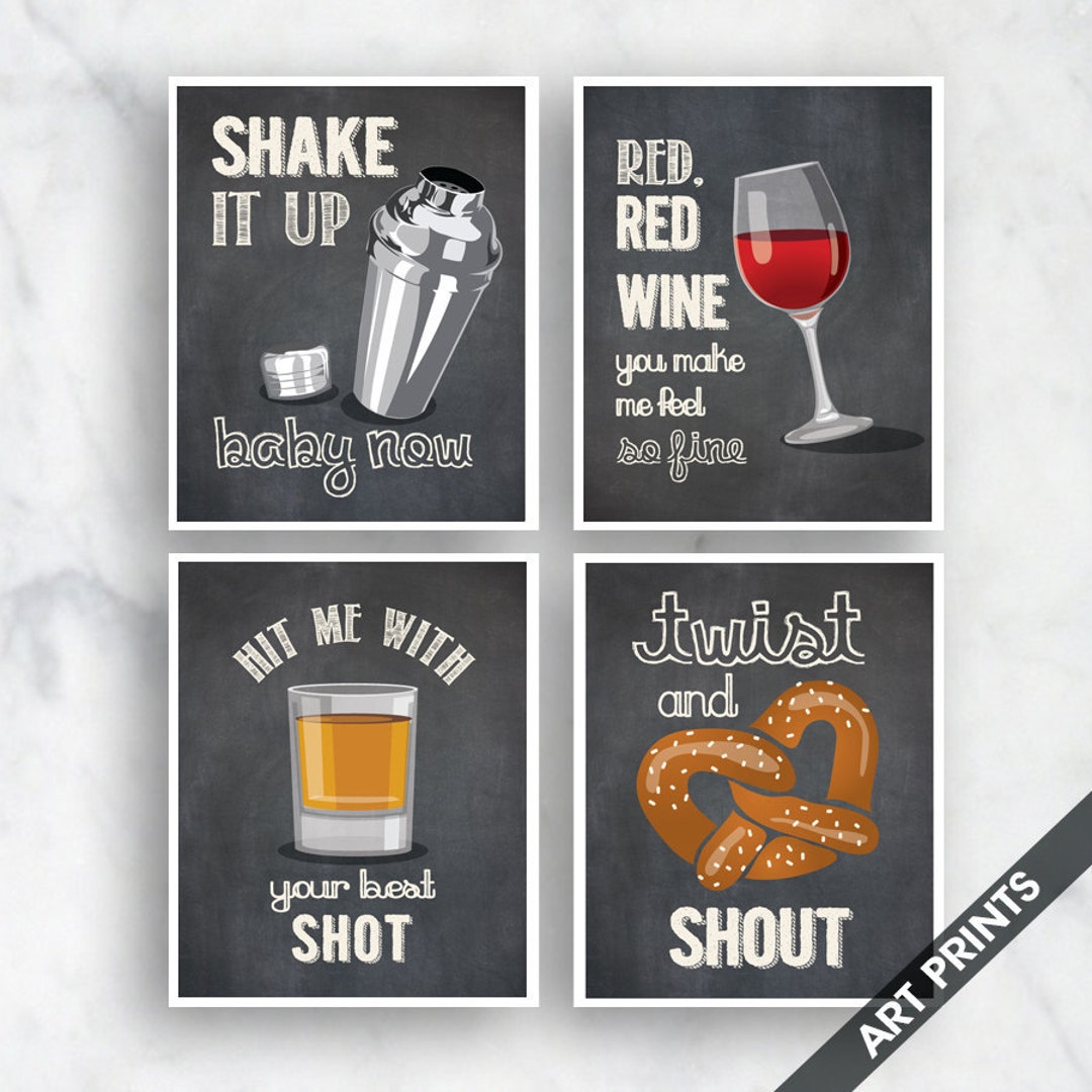 Shake It, Red Wine, Shot, Shout (funny Kitchen Song Series) Set of 4 ...