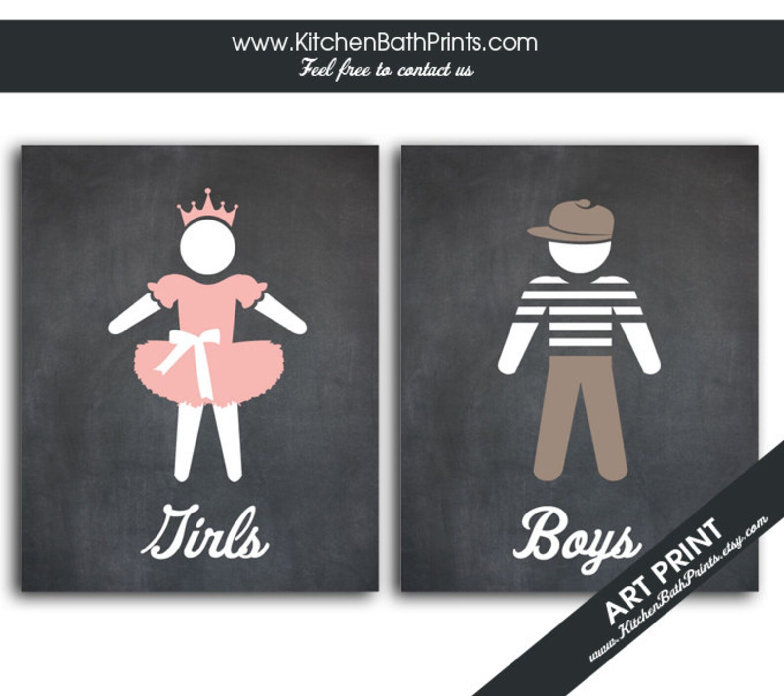 Boys and Girls Bathroom Sign Prints Set of 2 Art Prints - Etsy