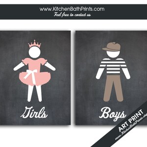 Boys and Girls Bathroom Sign Prints - Set of 2 - Art Prints (featured ...