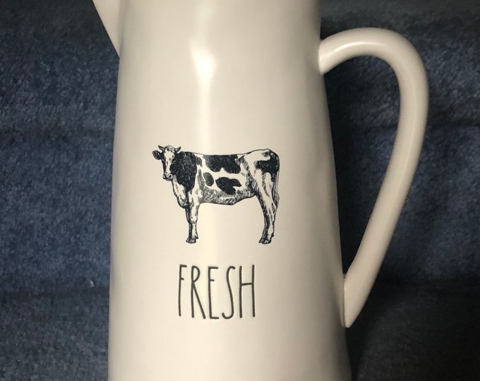 Rae Dunn New Cow "fresh" Milk Pitcher 2 Quarts 9" Tall No Damage Never ...