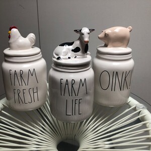 Rae Dunn New Set of 3 Country Kitchen Canisters Pig Cow & Chicken Farm ...