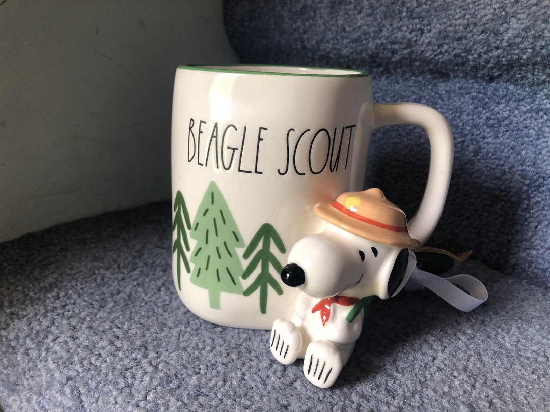 Rae Dunn New Peanuts Snoopy Beagle Scout 50th Anniversary Double Sided ...