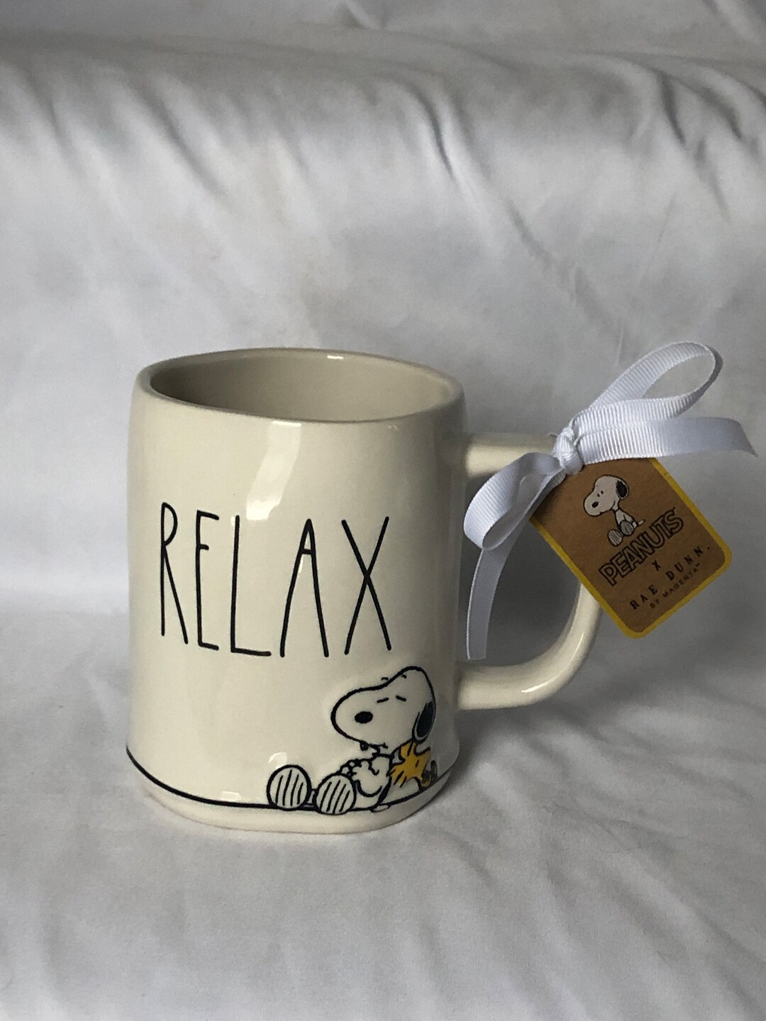 Rae Dunn New Peanuts Snoopy & Woodstock Relax Mug No Damage Never Used ...