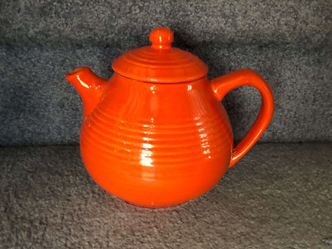Vintage Bauer Pottery Monterey Snub Nose Teapot W/ Lid Orange Los ...