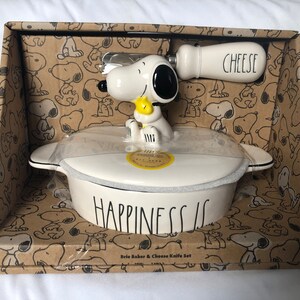 Rae Dunn New Peanuts Snoopy Woodstock Happiness is Cheese Dish No ...