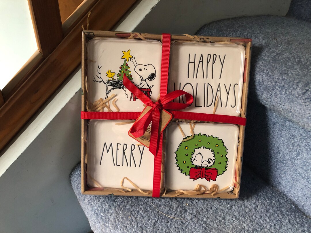 Rae Dunn New Peanuts Snoopy Woodstock Set of 4 Merry Christmas - Etsy
