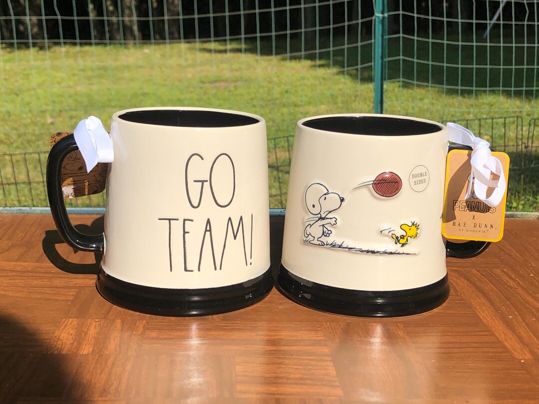 Rae Dunn Snoopy Football Mug: Peanuts "go Team!" Extra Large - Etsy