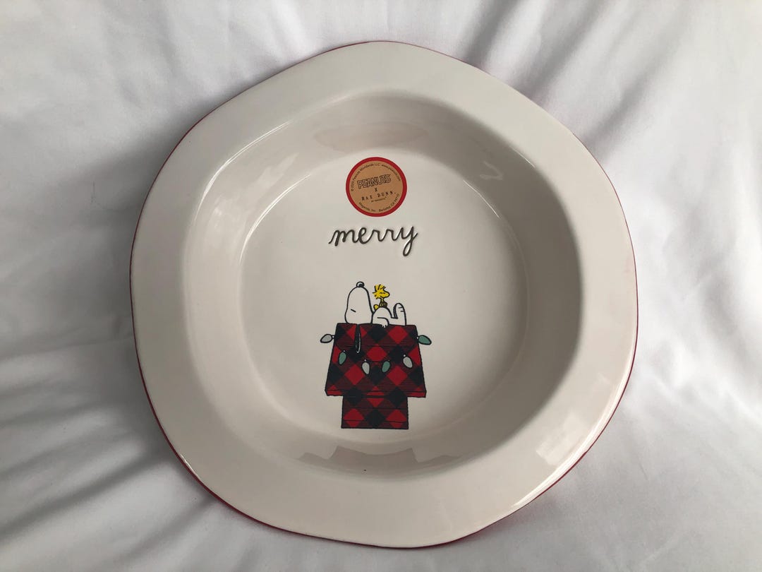 Rae Dunn New Peanuts Snoopy Christmas Serving Dish "merry" 9 1/2" No ...