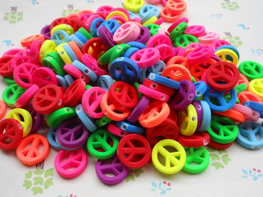 200pcs 15mm Assorted Color Peace Sign, Acrylic/plastic Peace Sign ...