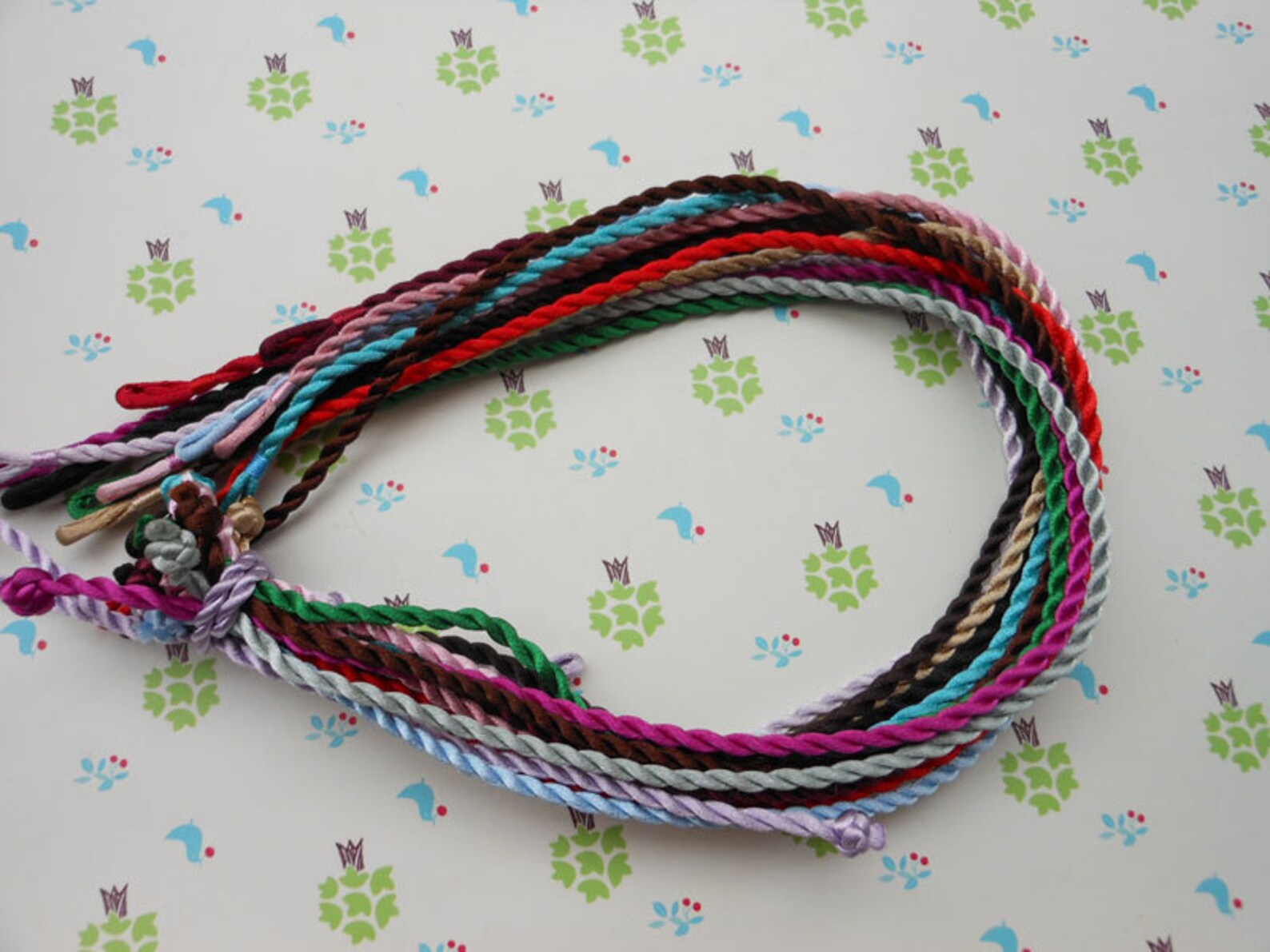 30pcs 18-20 Inch 3mm Mixed Color Twist Silk Necklace Cord With a Loop ...