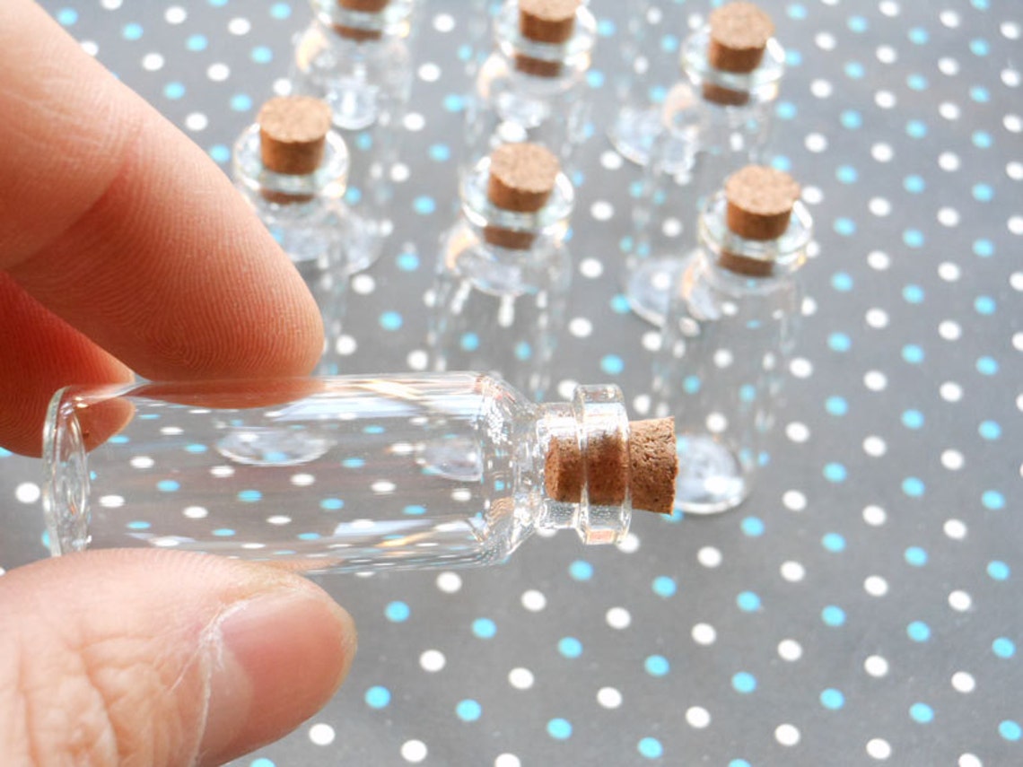 20 Mini Glass Bottles With Corks 15x44mm | Etsy