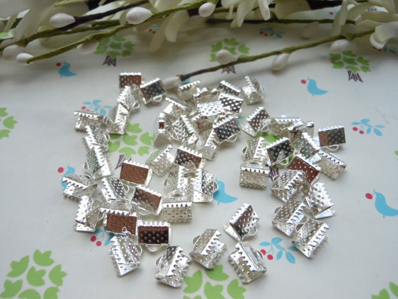 200 Pcs of Silver Ribbon Ends Clamps Fasteners Clasps 8mm | Etsy