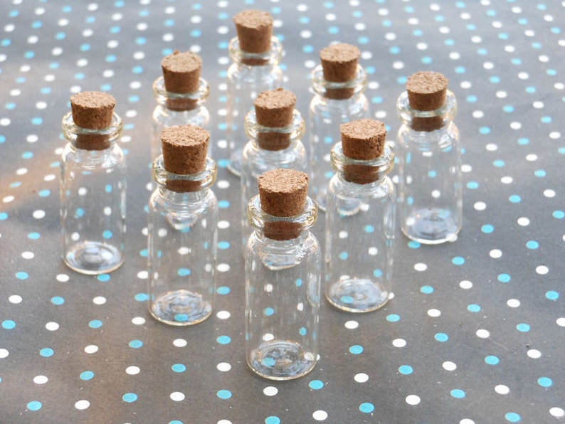 20 Mini Glass Bottles With Corks 12x31mm Etsy