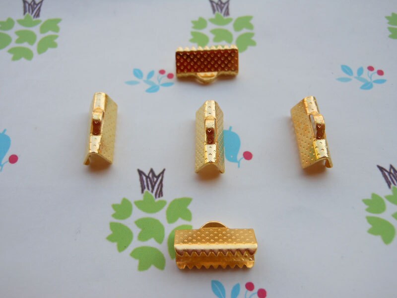 200 Pcs of Gold Ribbon Ends Clamps Fasteners Clasps 13mm - Etsy