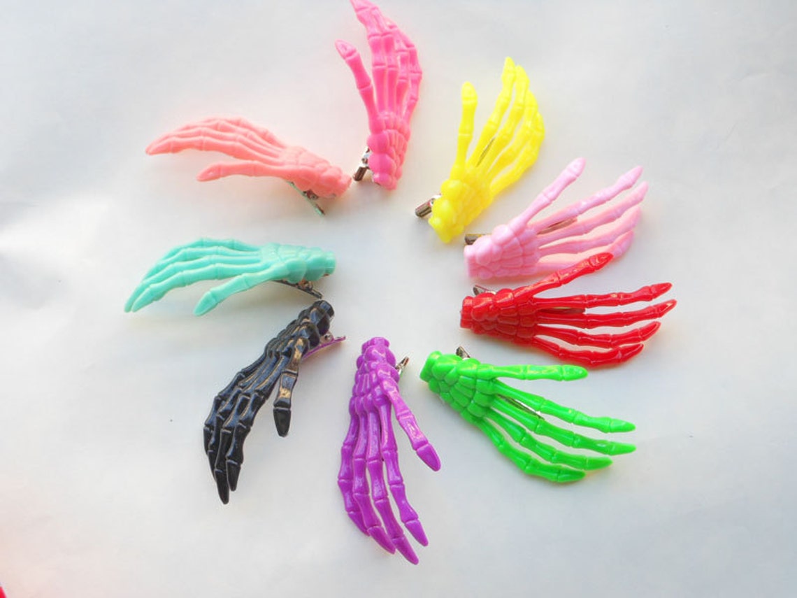 20pcs Skeleton Hand Hair Clips Mixed Colors | Etsy