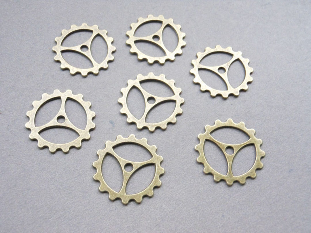 40pcs 22 X 22mm Sawtooth Charm Large Gear or Cog Charms Ancient Bronze ...